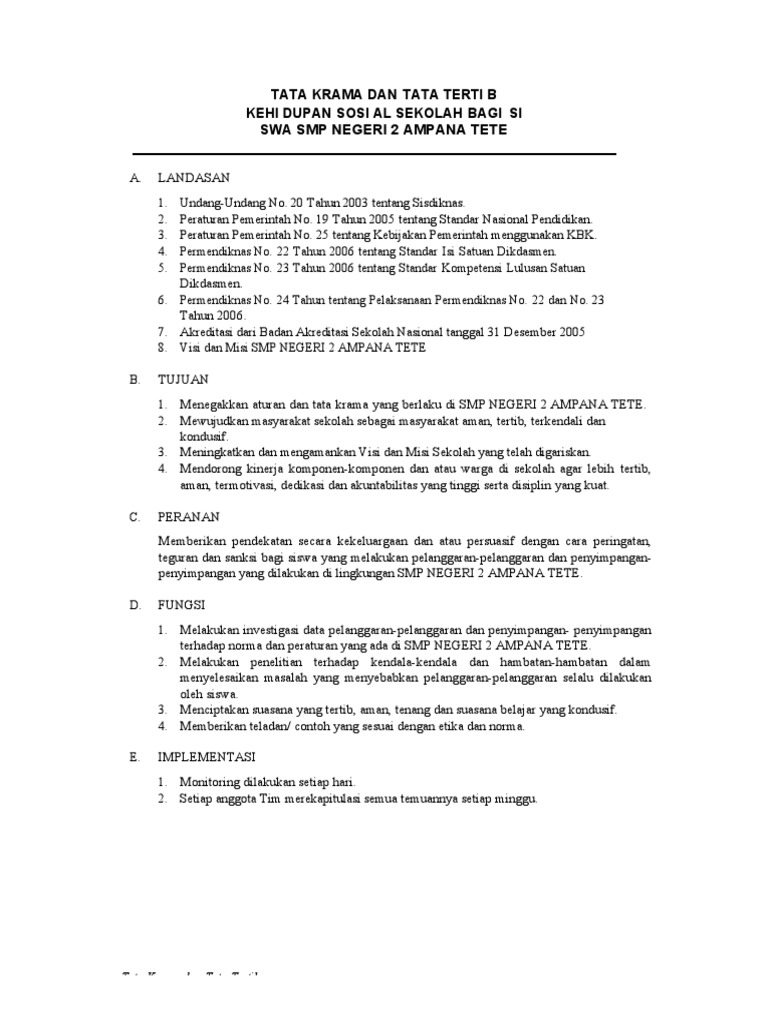 Tata Tertib Sekolah | PDF | Karier & Perkembangan