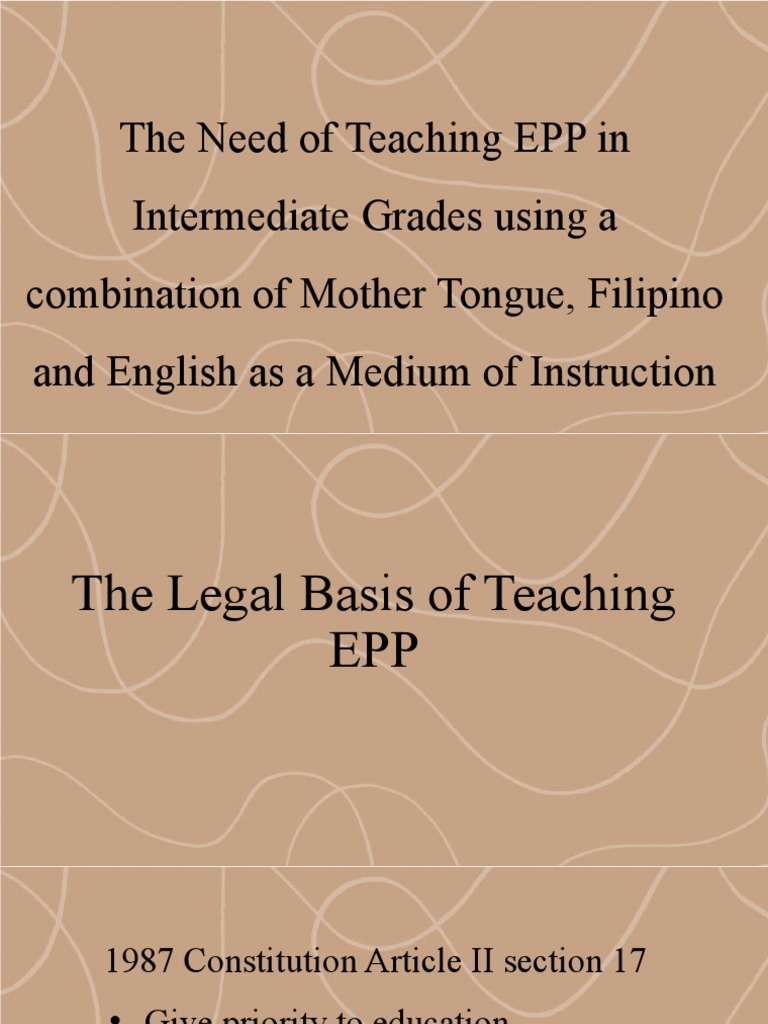 The Need of Teaching EPP in Intermediate Grades Using A Combination of ...