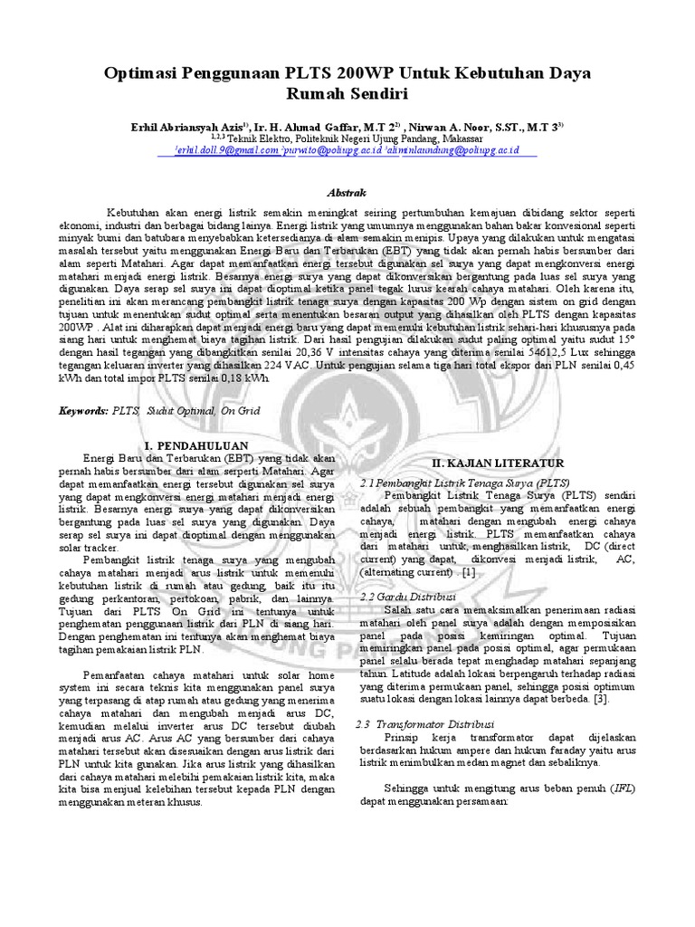 Optimasi PLTS 200WP untuk Rumah | PDF | Sains & Matematika | Komputer