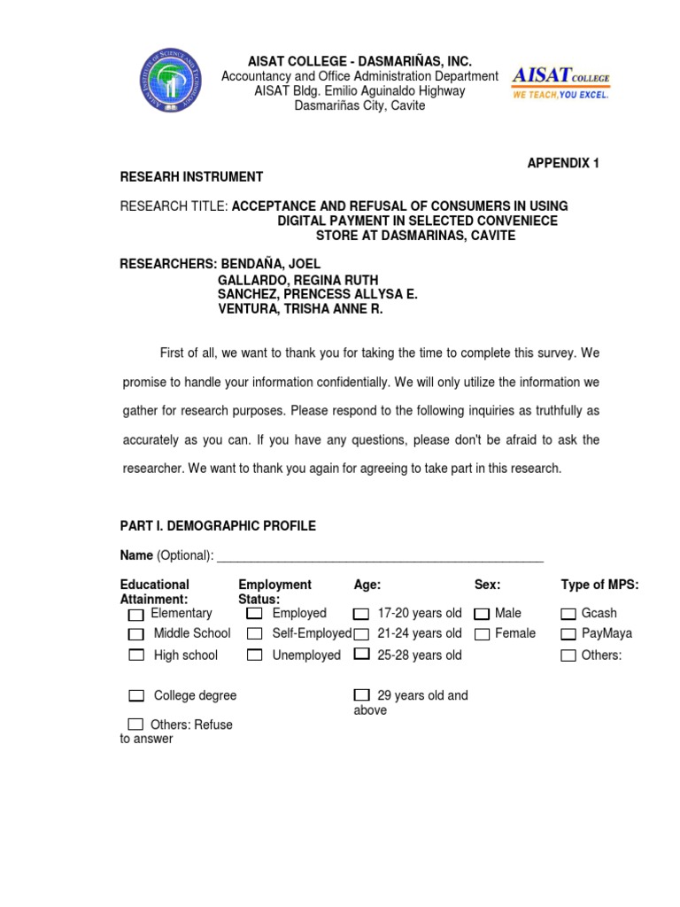 Thesis Questionnaire 3.0 PDF | PDF | Payments | Privacy