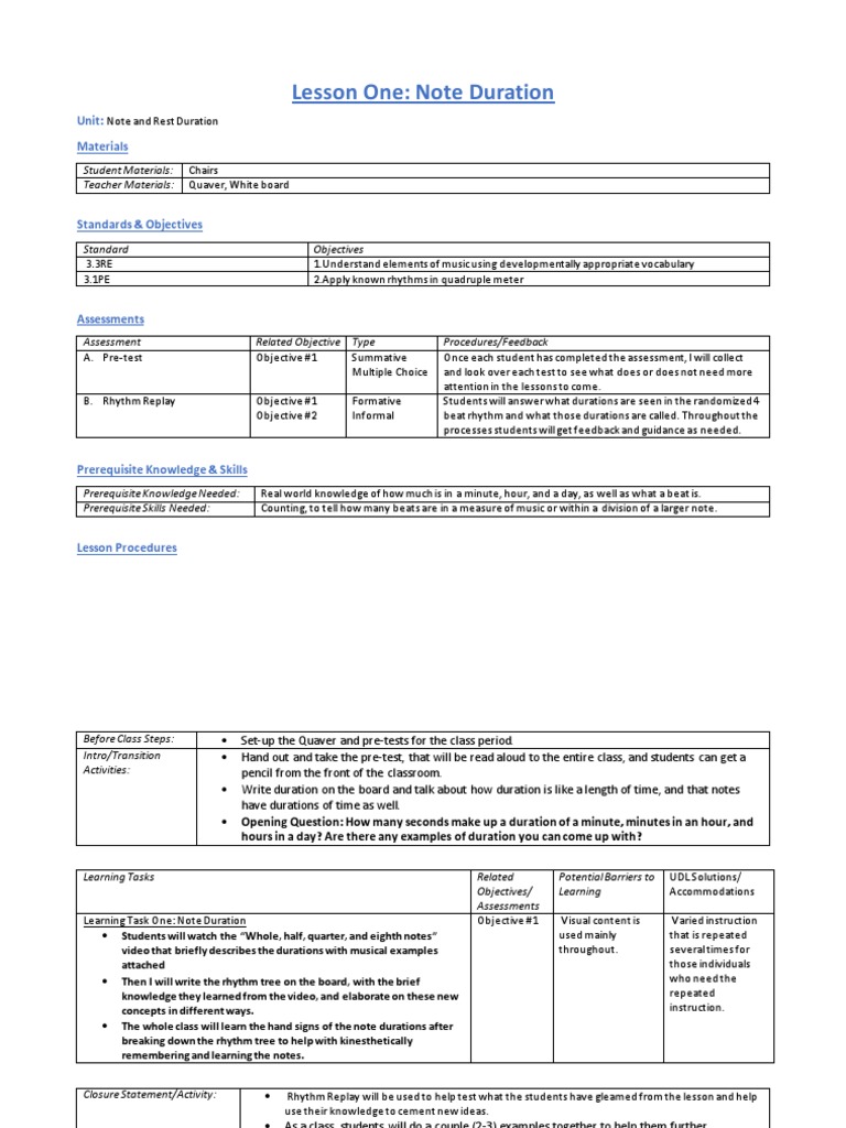 Note Rest Duration | PDF | Educational Assessment | Education Theory