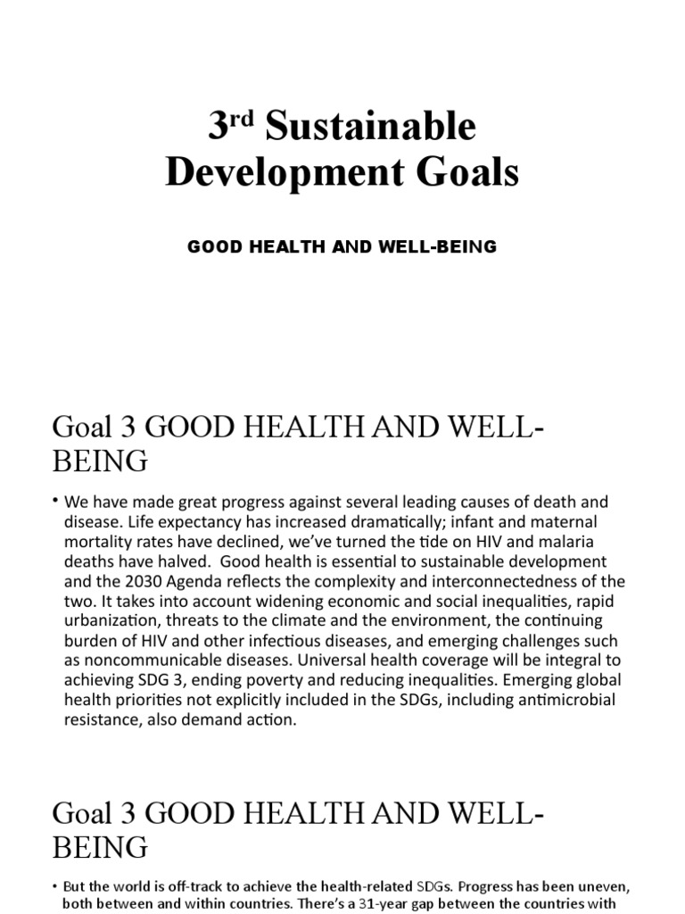 3 Sustainable Development Goals: Good Health and Well-Being | PDF ...