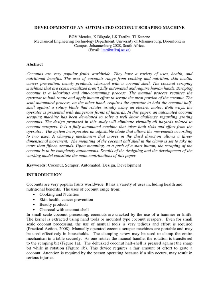 Reference2 - Development of An Automated Coconut Scraping Machine | PDF | Electric Motor | Machines