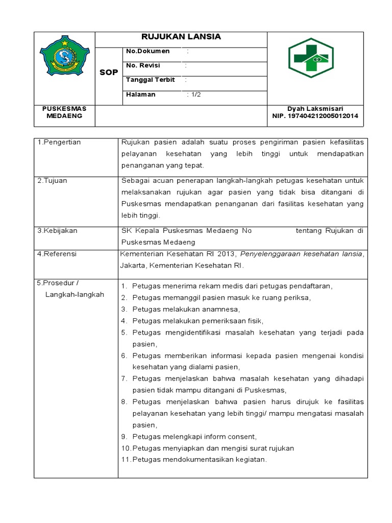 Sop Rujukan Lansia 2022 | PDF