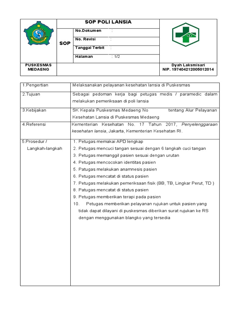 Sop Poli Lansia 2022 | PDF