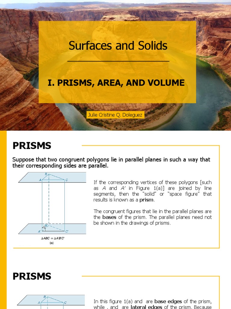 Surface and Solids - Prism-Area-Volume | PDF | Area | Triangle