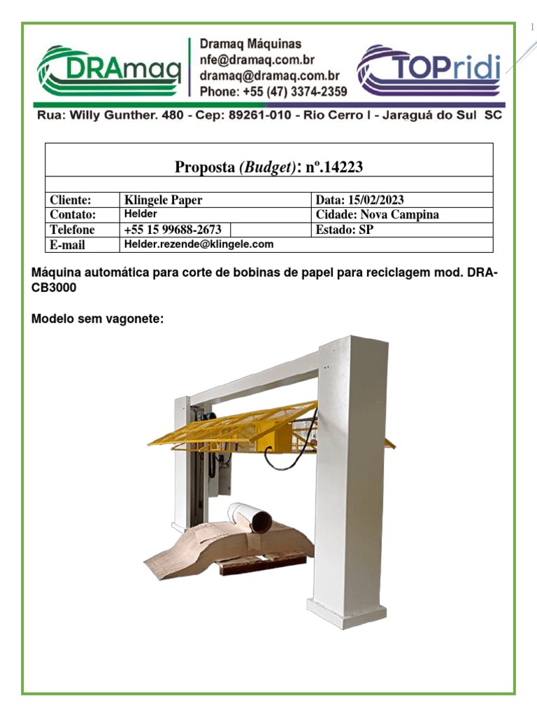 Proposta (Budget) DRA-CB3000 | PDF | Relâmpago
