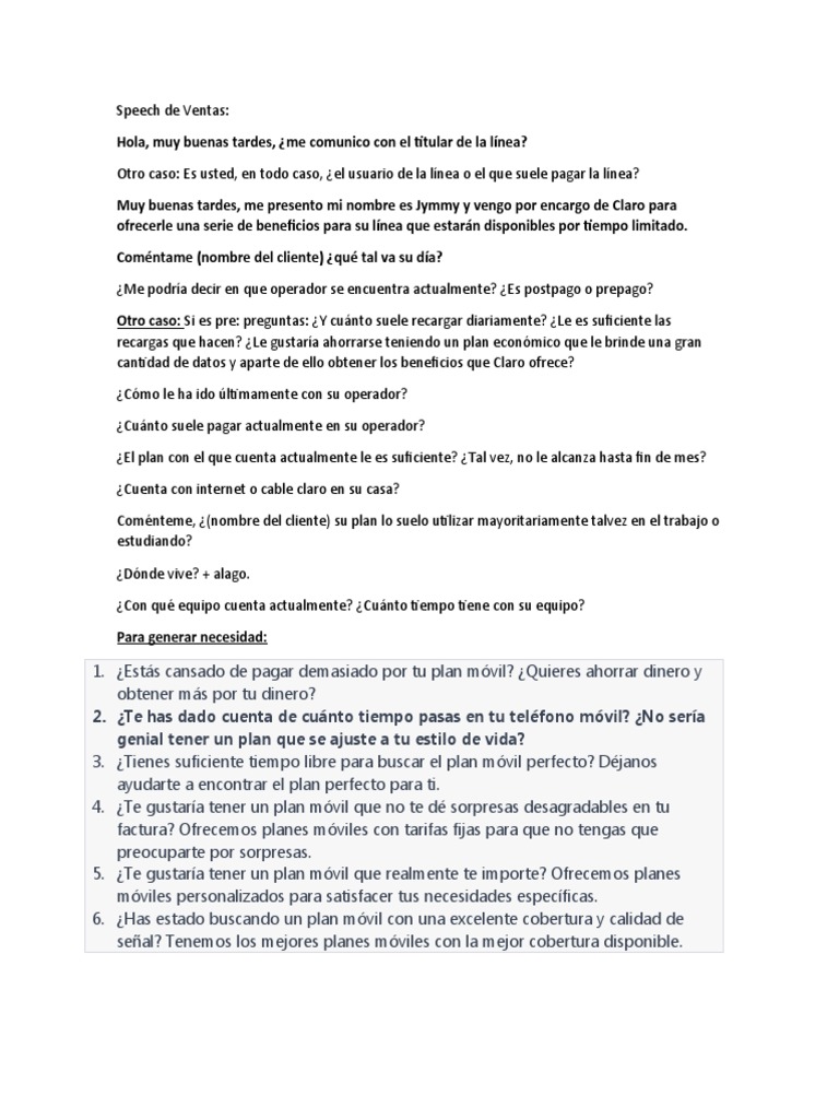 Speech de Ventas | PDF
