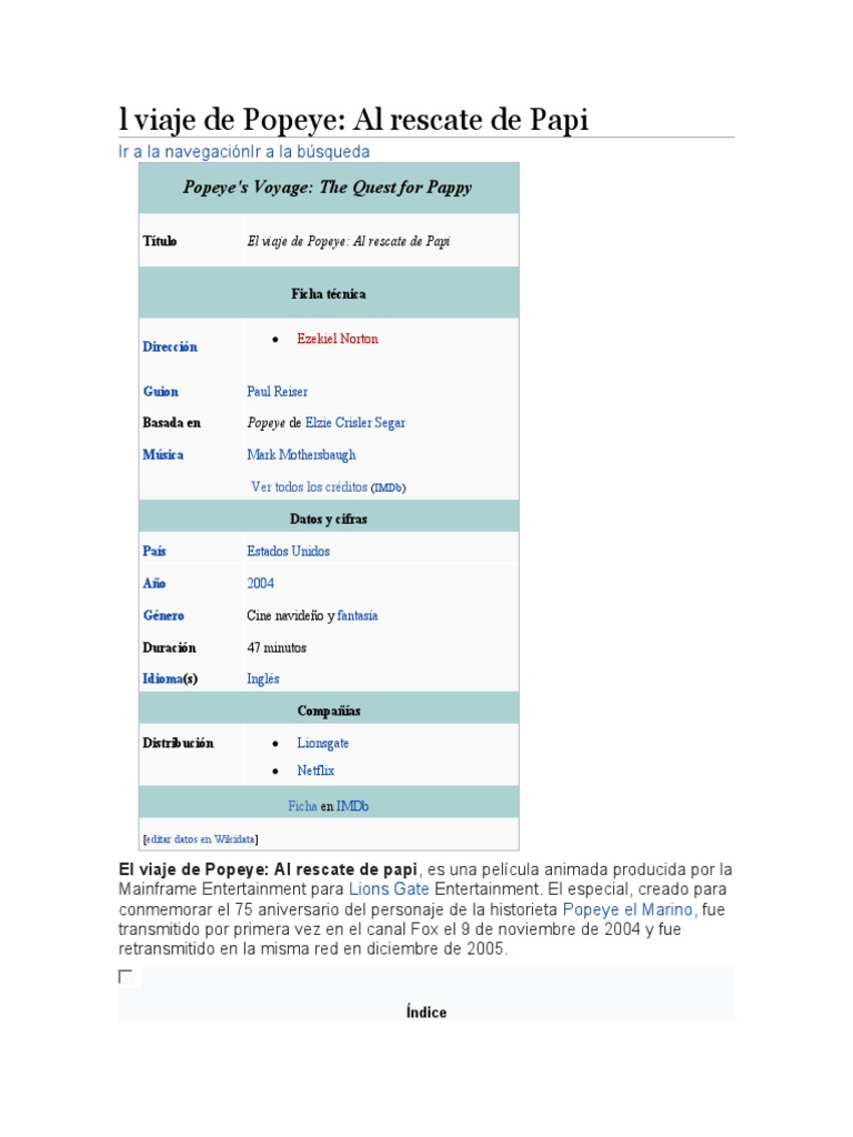 El Viaje de Popeye | PDF