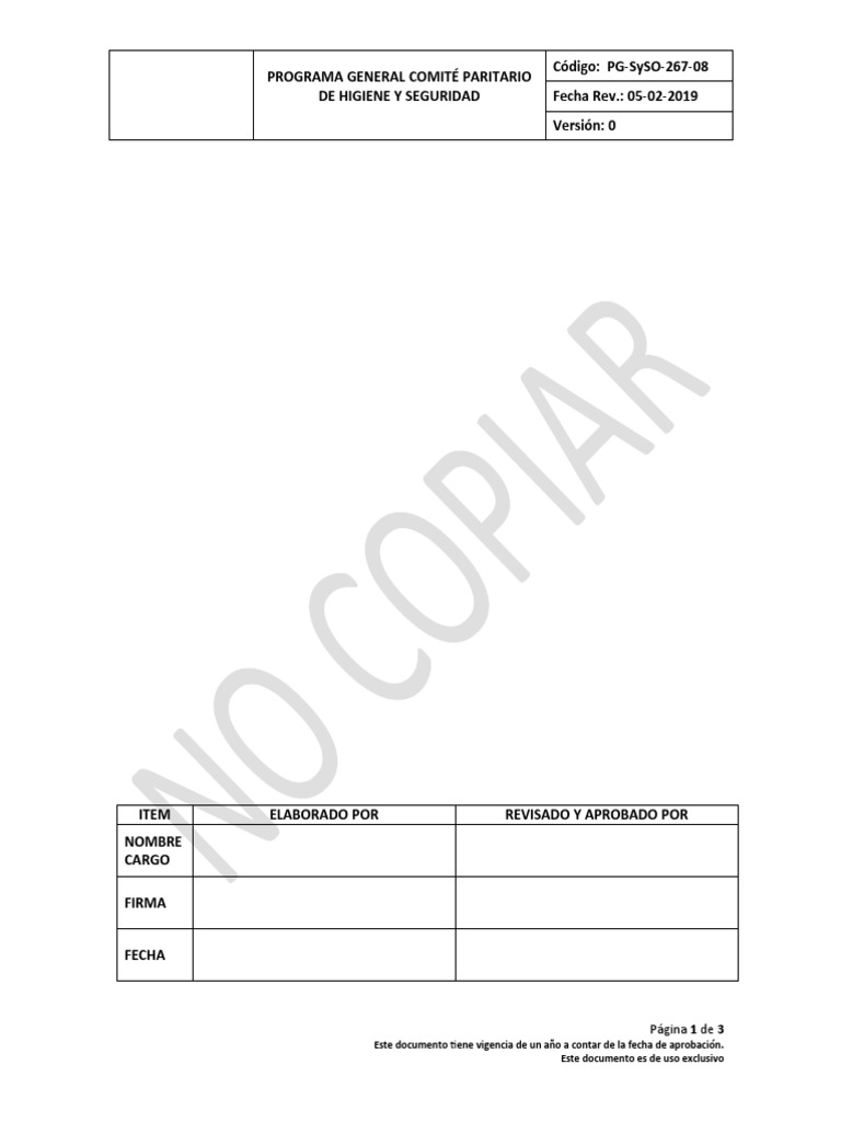 Programa Comite Paritario | PDF | Higiene | Seguridad y salud ocupacional