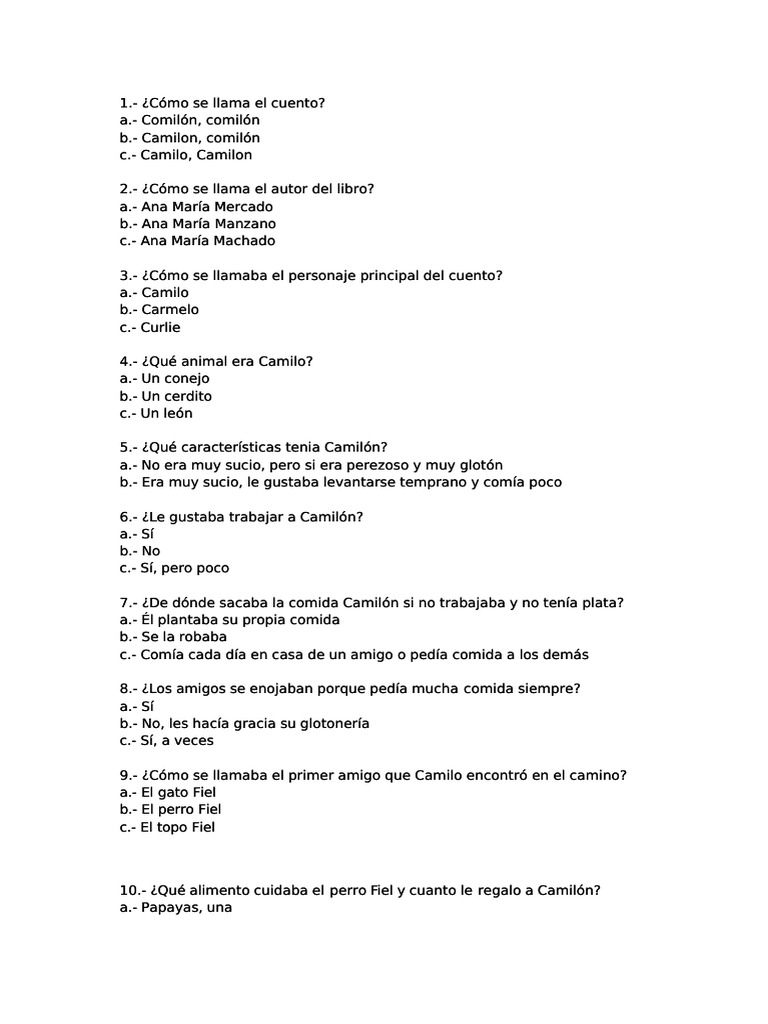 Prueba Libro Camilon Comilon - Compress | PDF | Alimentos | Comida y bebida