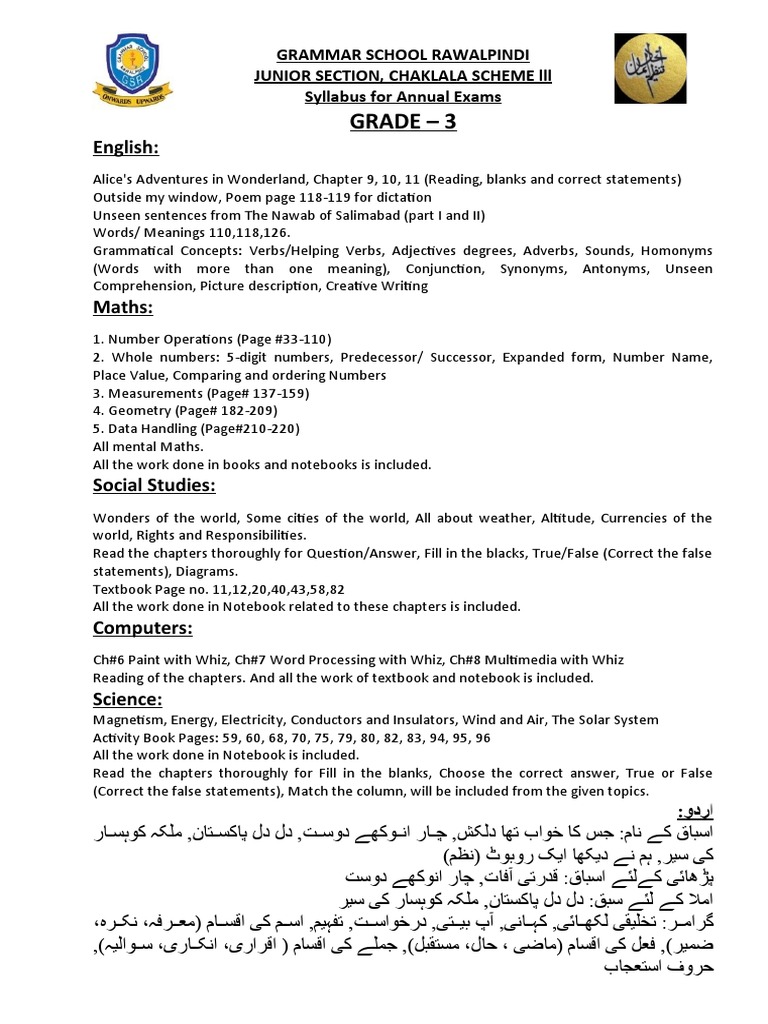 3 - Syllabus - Final Exams | PDF