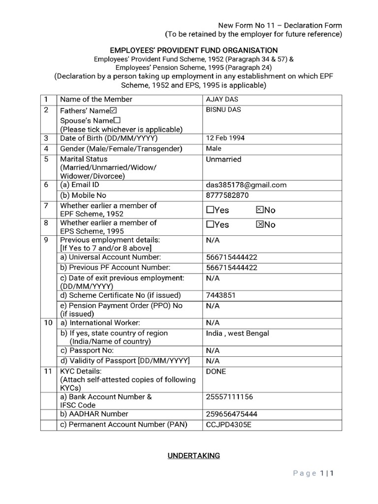 Ajay Das FORM 11 EMPLOYEES | PDF