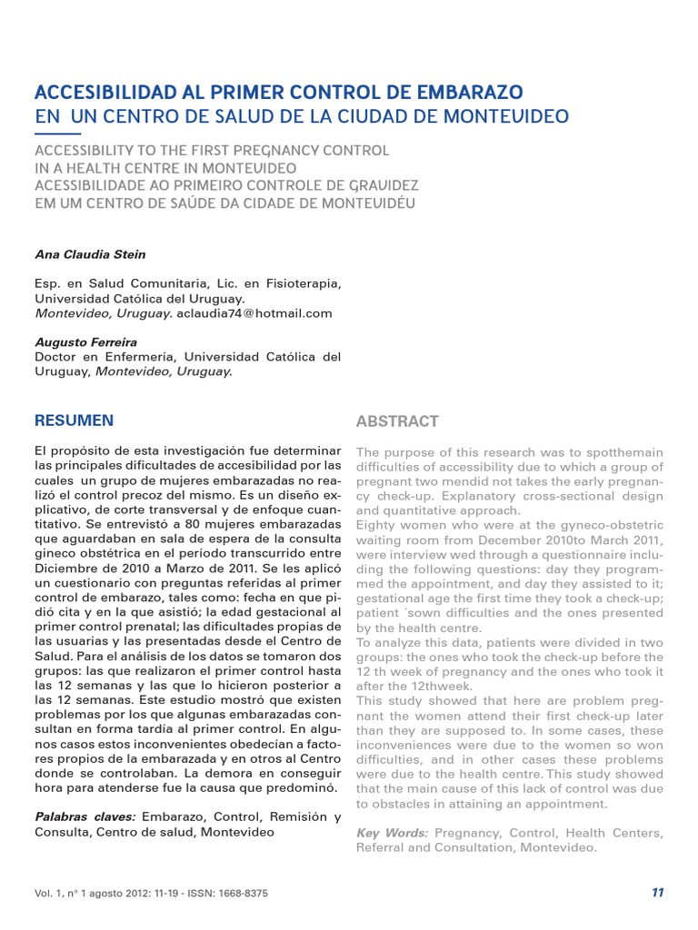Accesibilidad Al Primer Control de Embarazo | Descargar gratis PDF | El ...