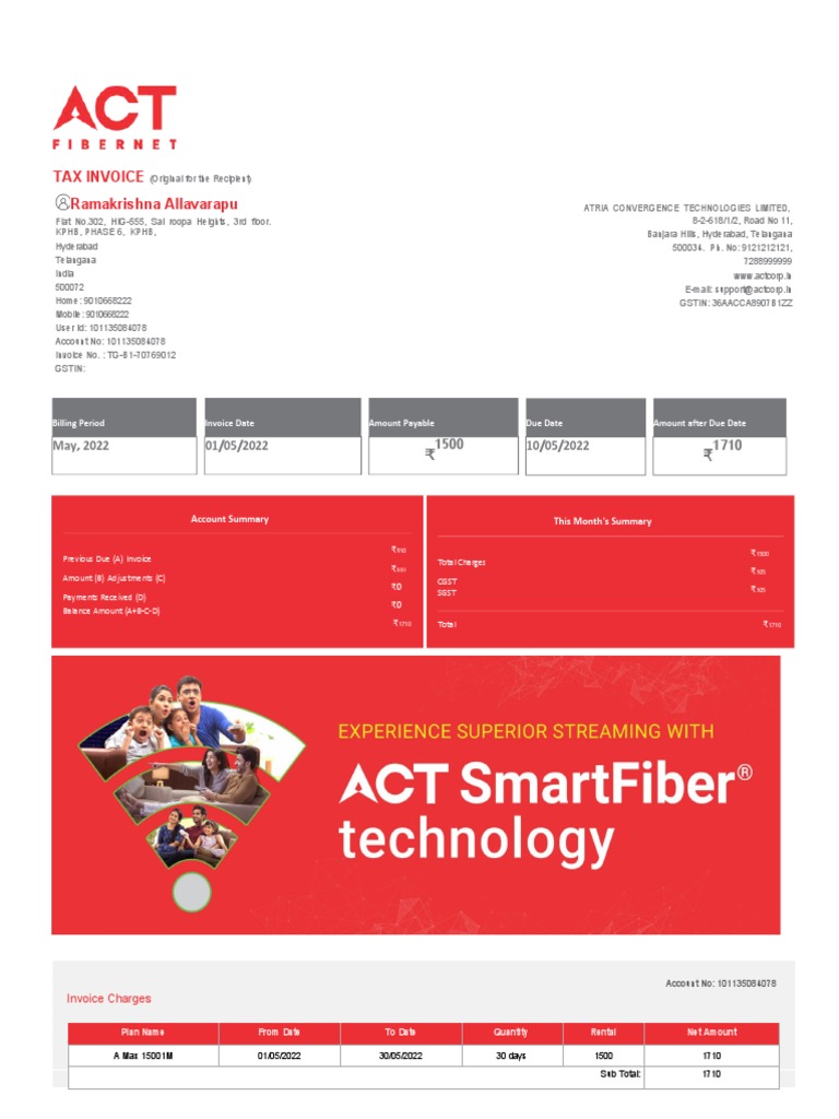 Internet Bill | PDF | Invoice | Taxes