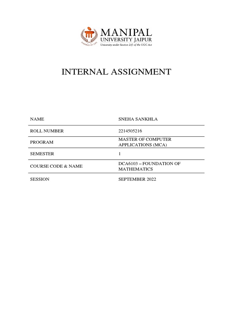 Internal Assignment: Name Sneha Sankhla | PDF | Mathematical Analysis | Mathematics