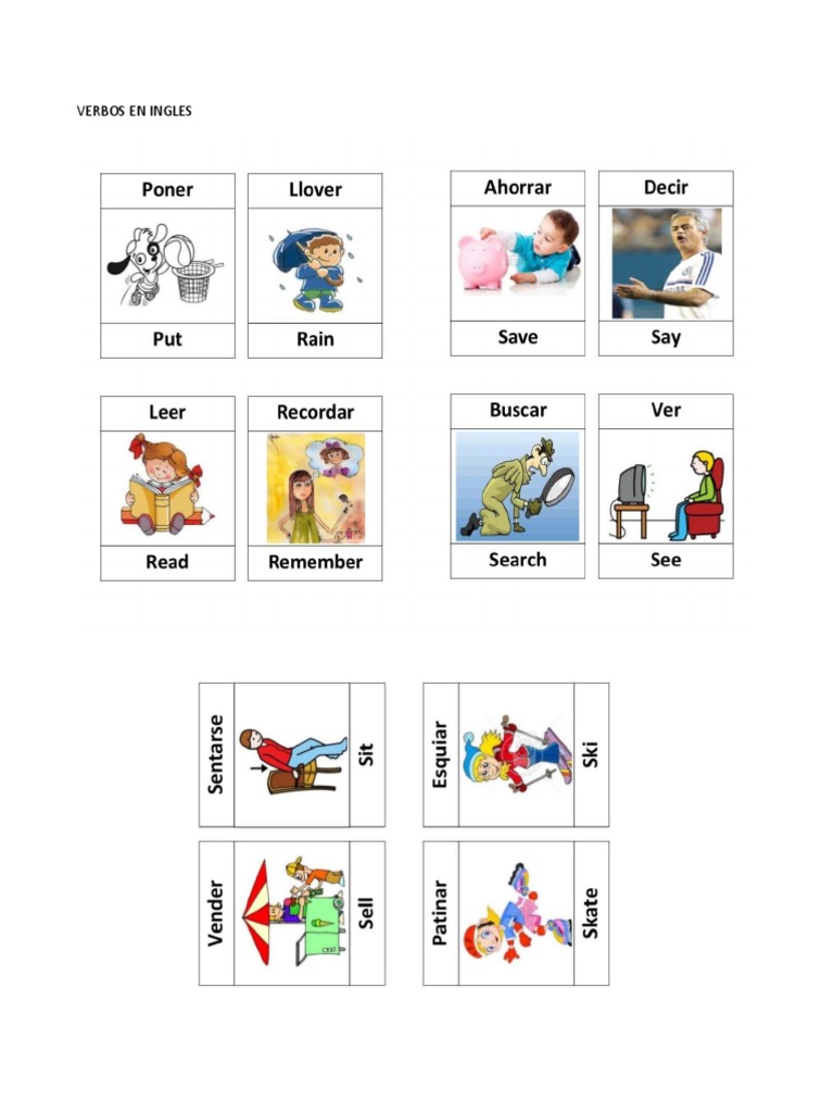 100 Verbos en Ingles Ilustrados. | PDF