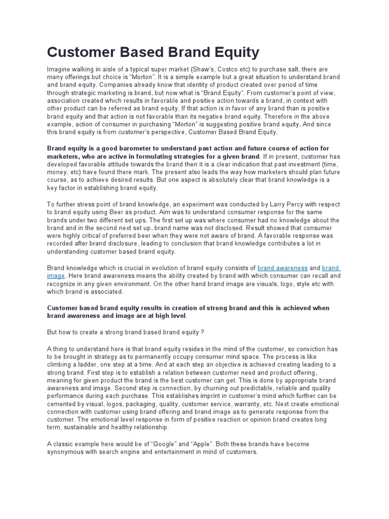 Building Strong Customer-Based Brand Equity Through Strategic Brand ...