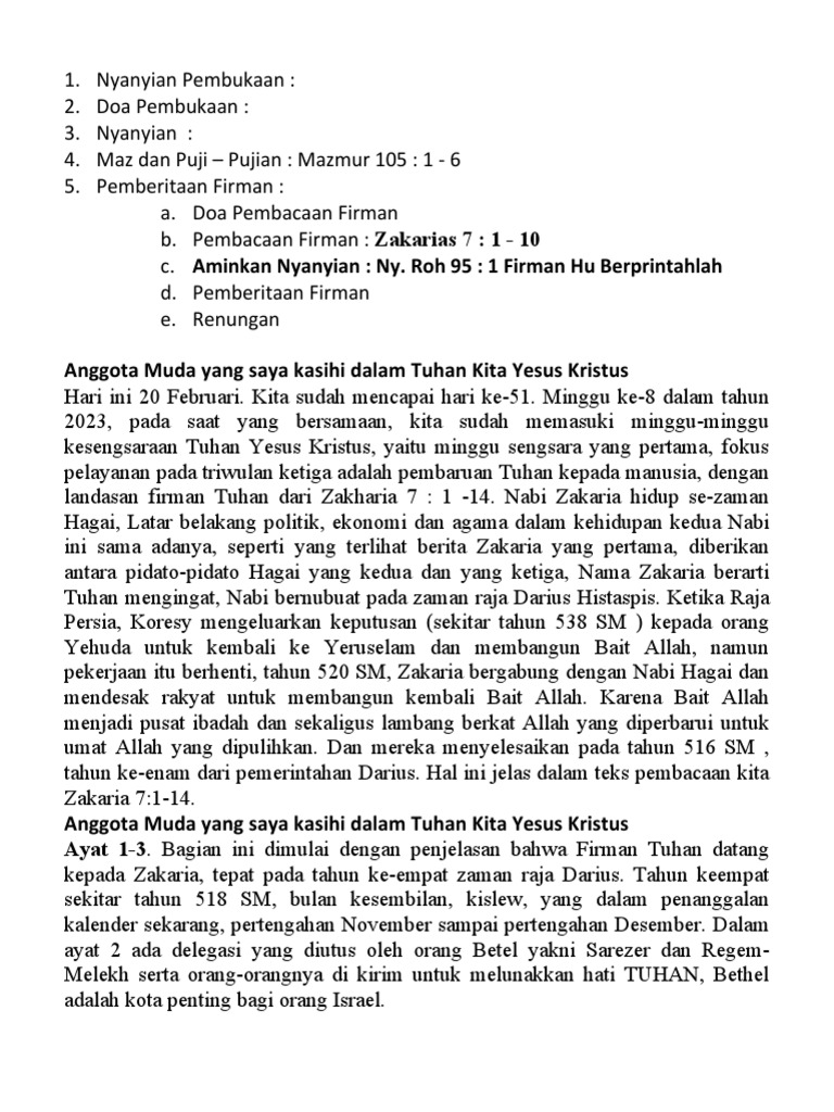 Liturgi Dan Tata Ibadah Keluarga 19 Februari 2023 | PDF