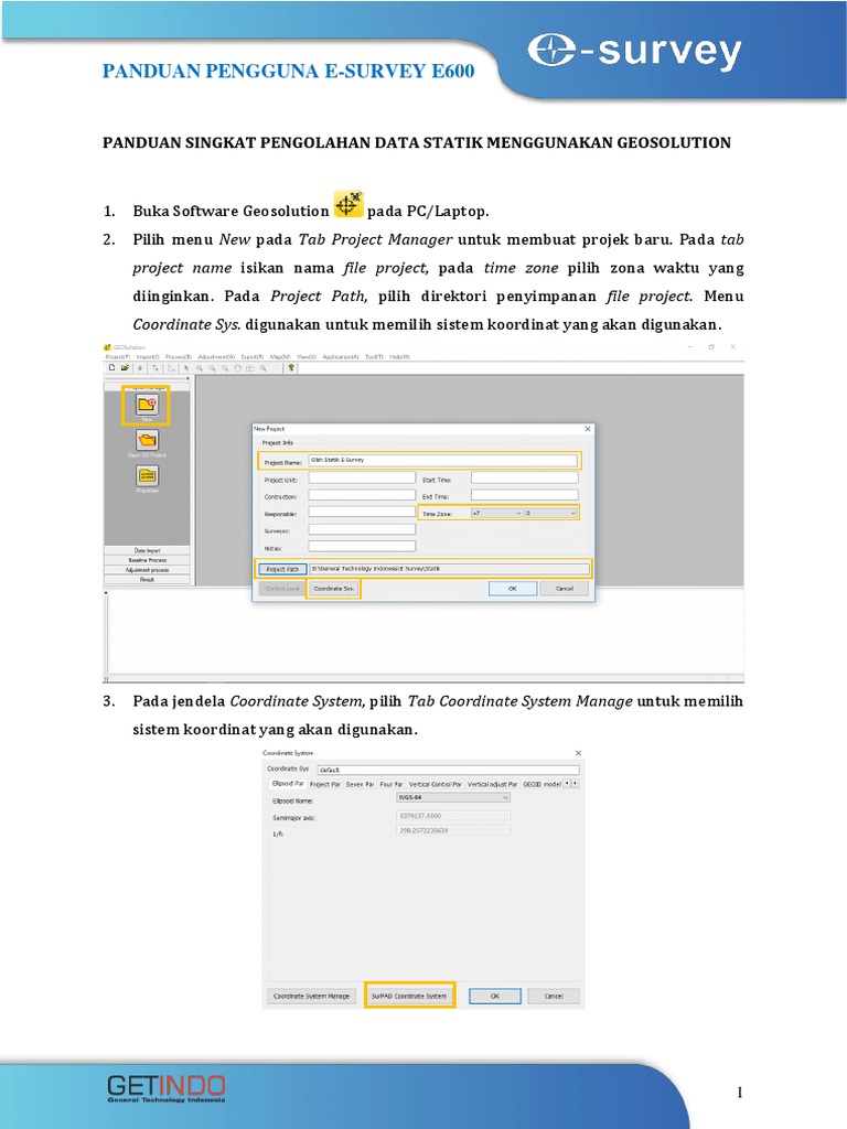 Panduan Pengolahan Data Statik Menggunakan Geosolution | PDF