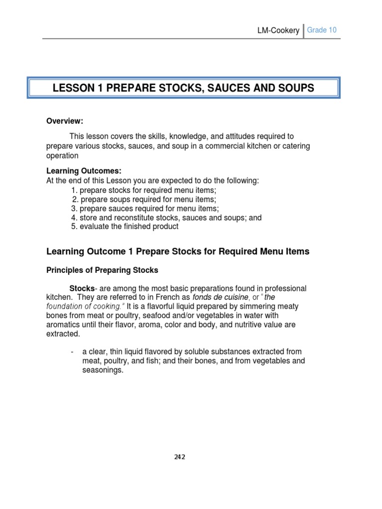 Cookery 10 3RD Quarter | PDF | Soup | Stock (Food)