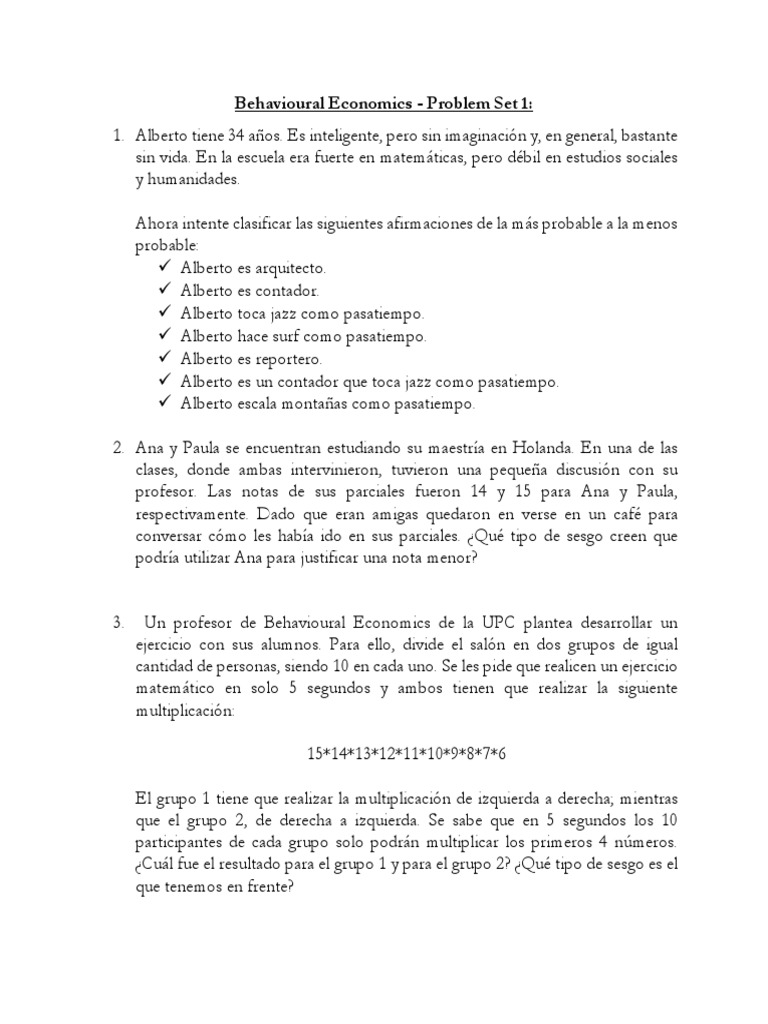 Lecture 1 - Problem Set 1 | PDF