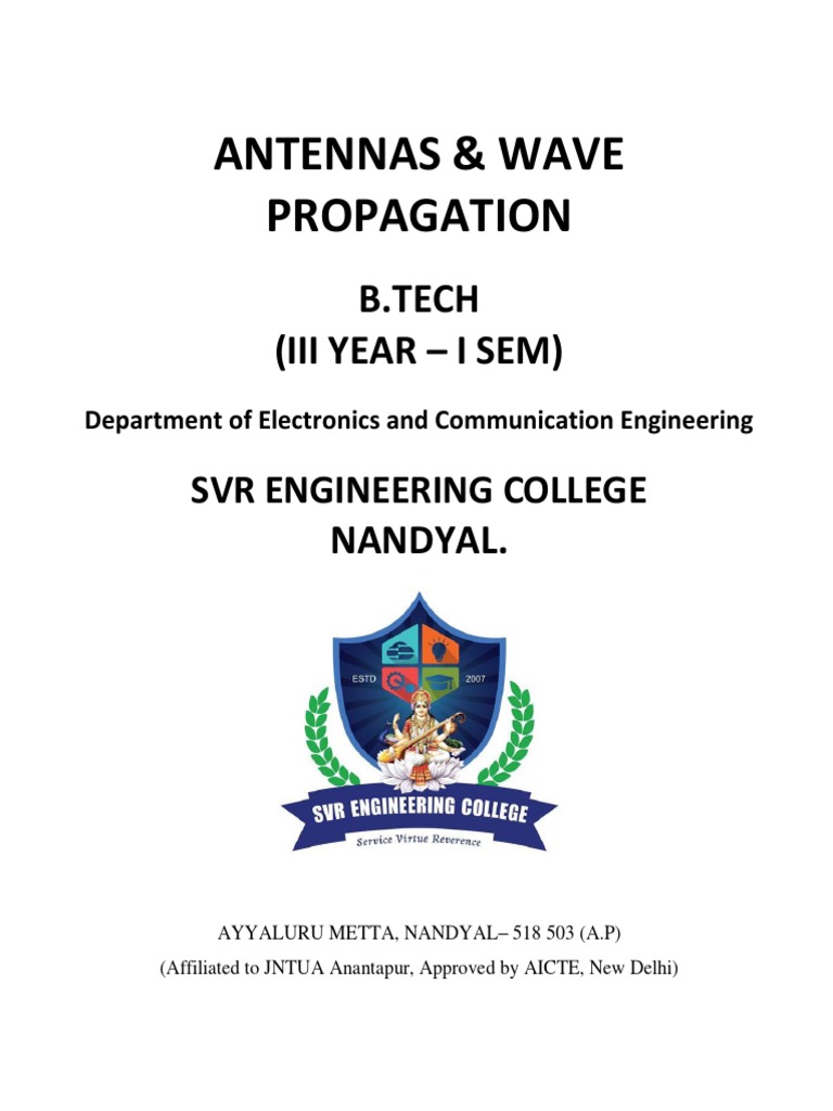Antennas & Wave Propagation: B.Tech (Iii Year - I Sem) | PDF | Antenna ...