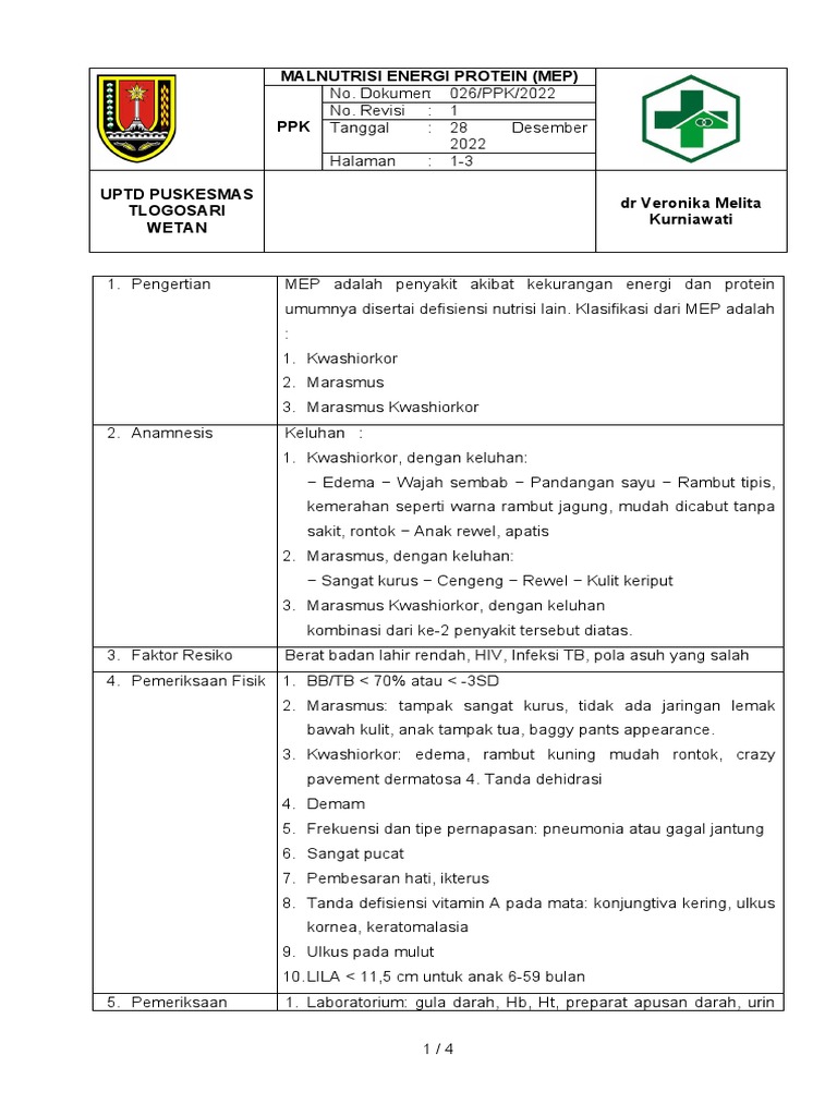 PPK MALNUTRISI ENERGI PROTEIN (MEP) Fix | PDF