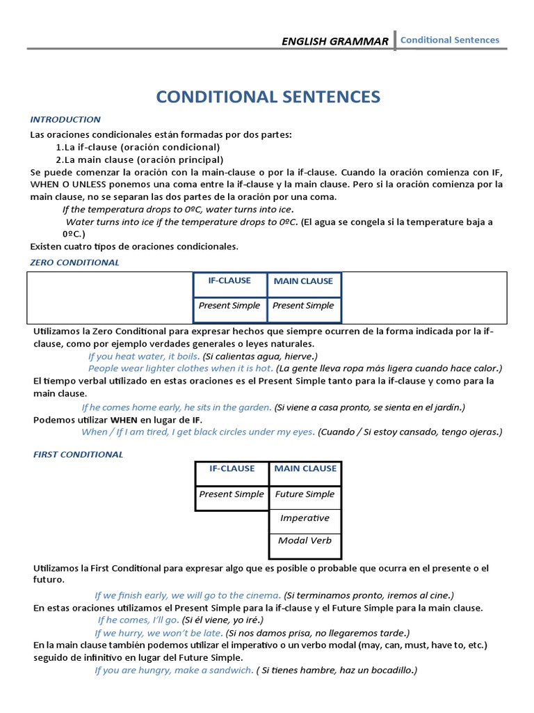 Conditional Sentences | PDF | Tipología Lingüística | Mecánica del lenguaje