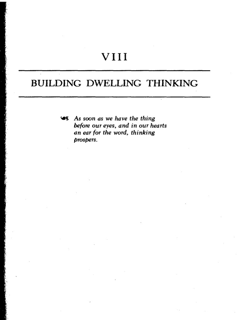 Heidegger Building Dwelling Thinking | PDF | Thought | Divinity