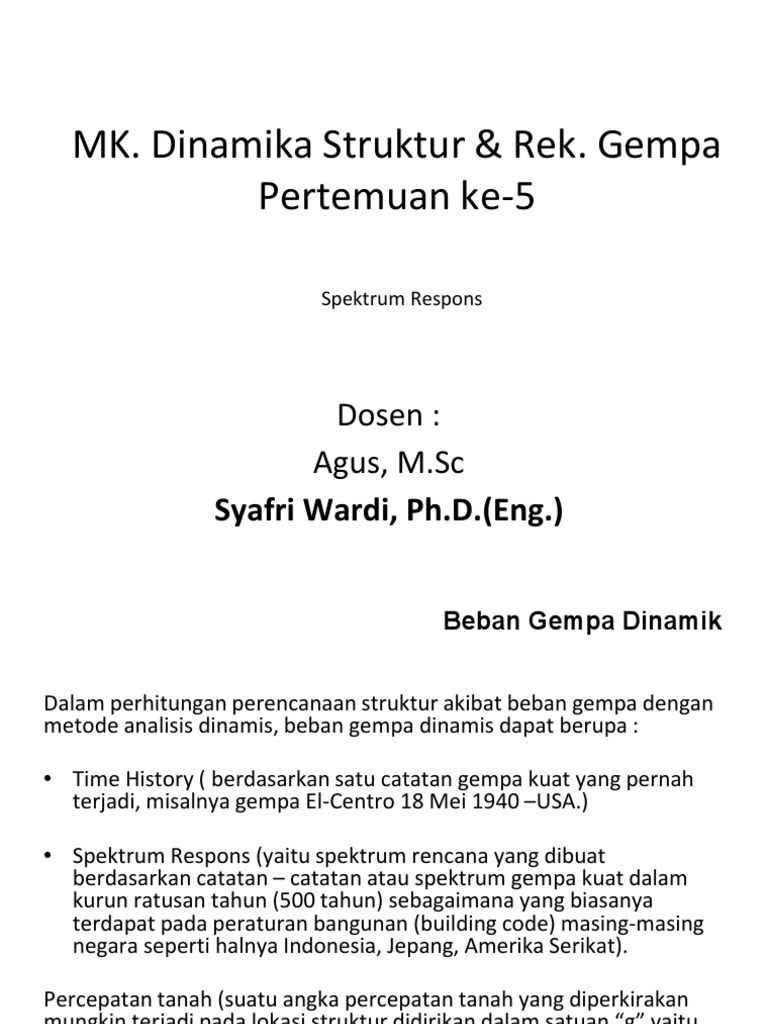 Spektrum Respons Gempa Dinamis | PDF | Sains & Matematika