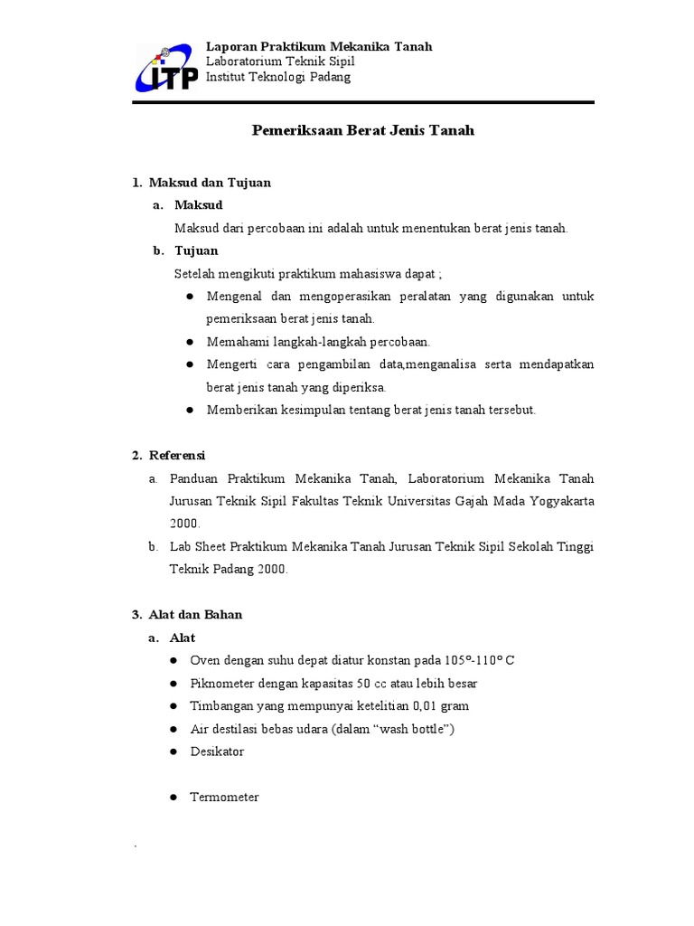 Pemeriksaan Berat Jenis Tanah | PDF