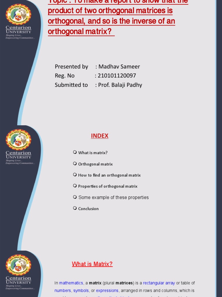 Orthagonal Matrix | PDF | Matrix (Mathematics) | Determinant