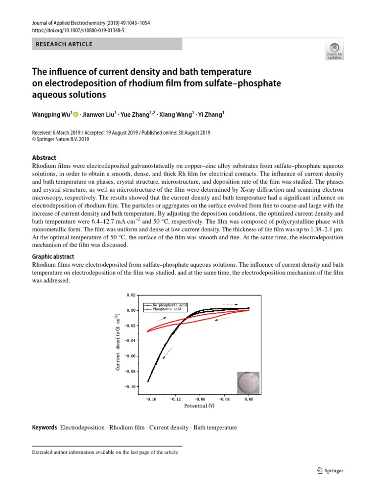 The Infuence of Current Density and Bath Temperature | PDF ...