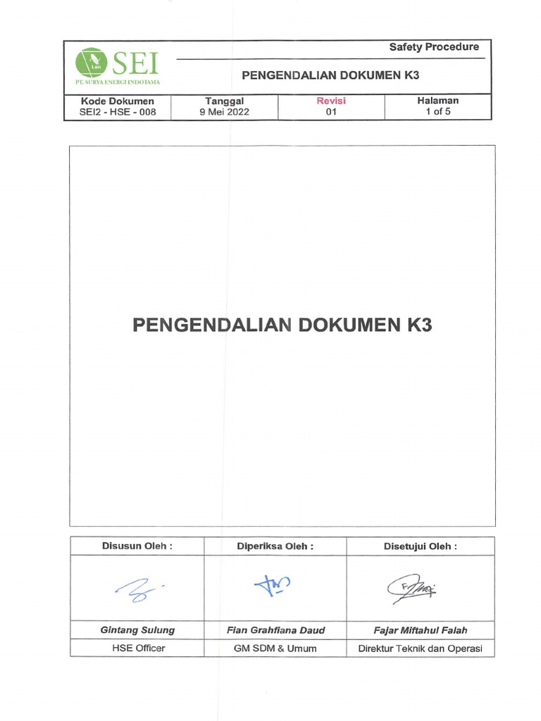 Pengendalian Dokumen K3 | PDF