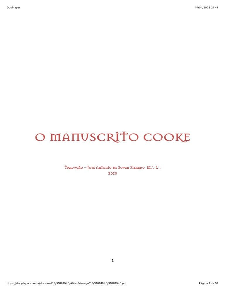 O Manuscrito de Cooke | PDF