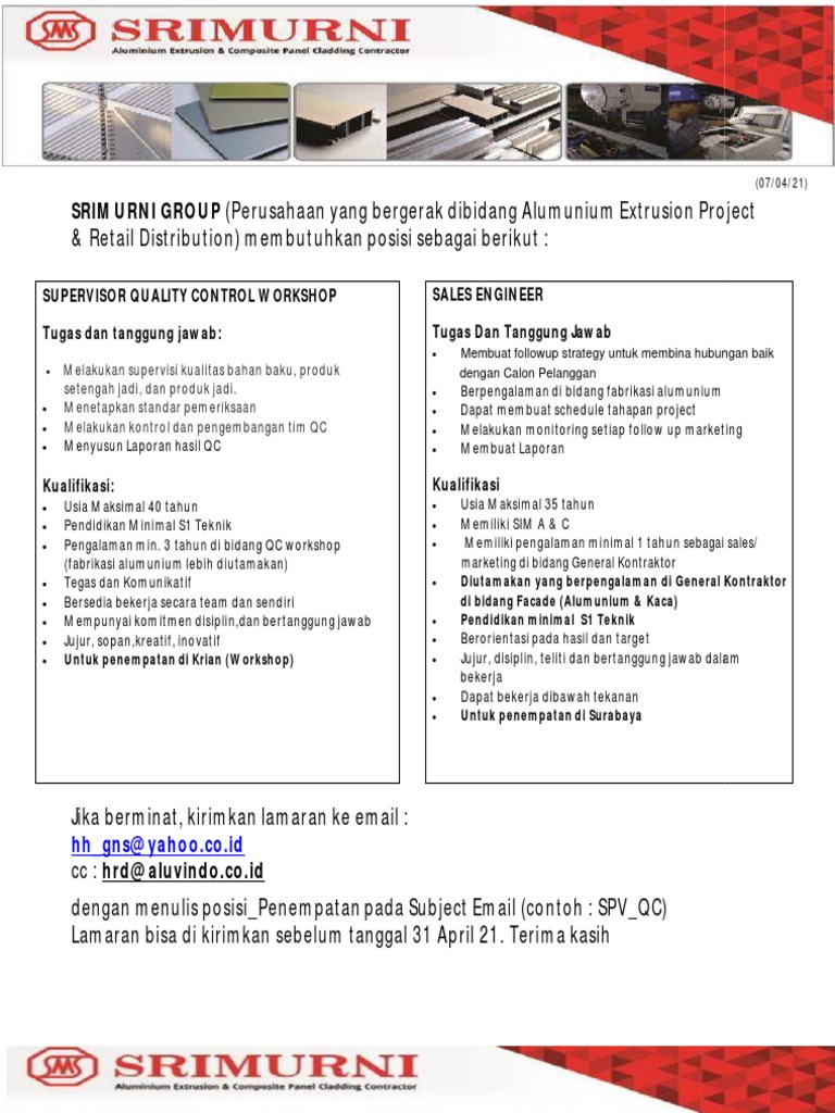 Srimurni Group SPV QC WS & MRKT | PDF | Karier & Perkembangan | Bisnis
