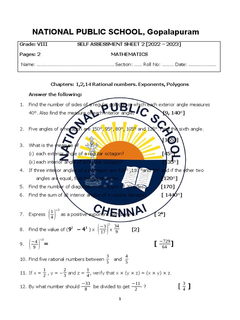 GR8_MAT_SELF ASSESSMENT SHEET 2 | PDF | Mathematics | Euclid
