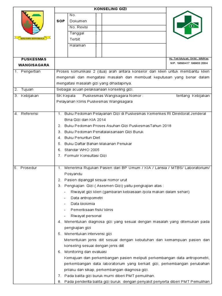 SOP Konseling Gizi | PDF | Kesehatan Holistik