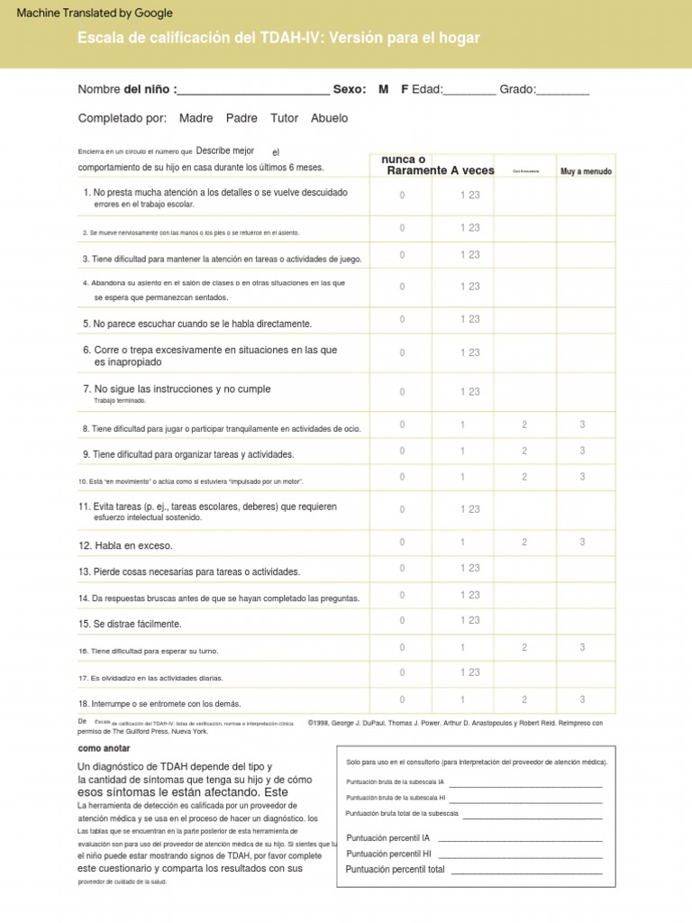 Escala RATIN Español | PDF