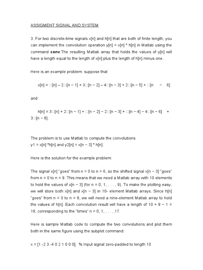 Assigment Signal and System | PDF | Matlab | Algorithms