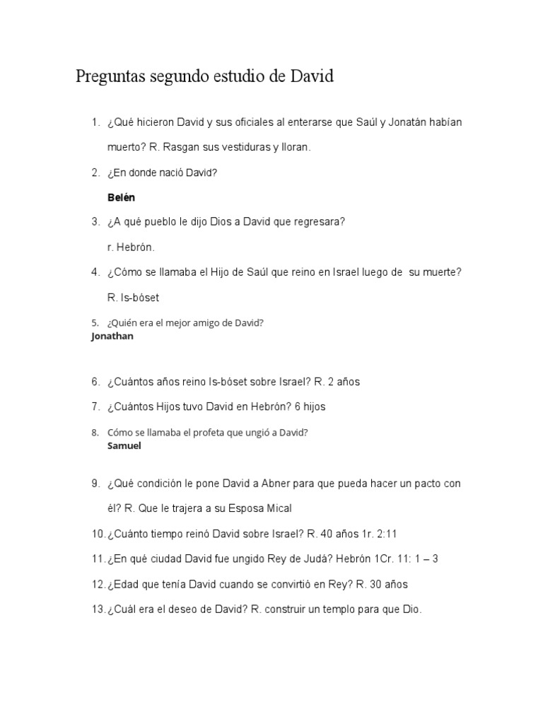 Preguntas Estudio de David | PDF