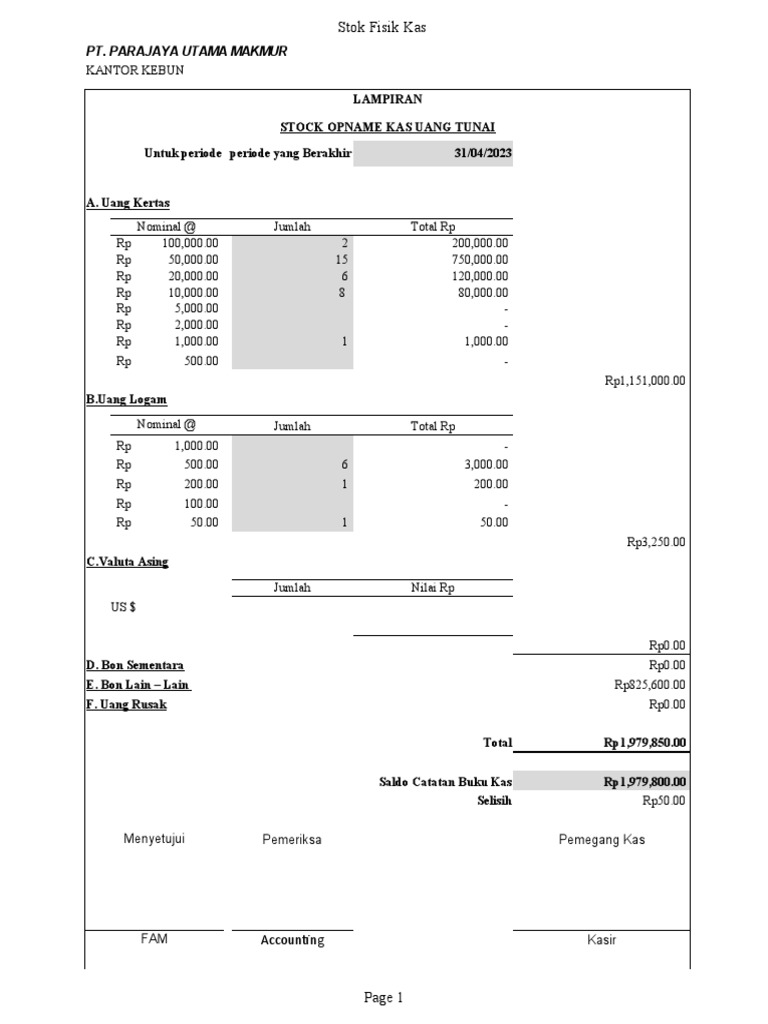 Kas Opname | PDF