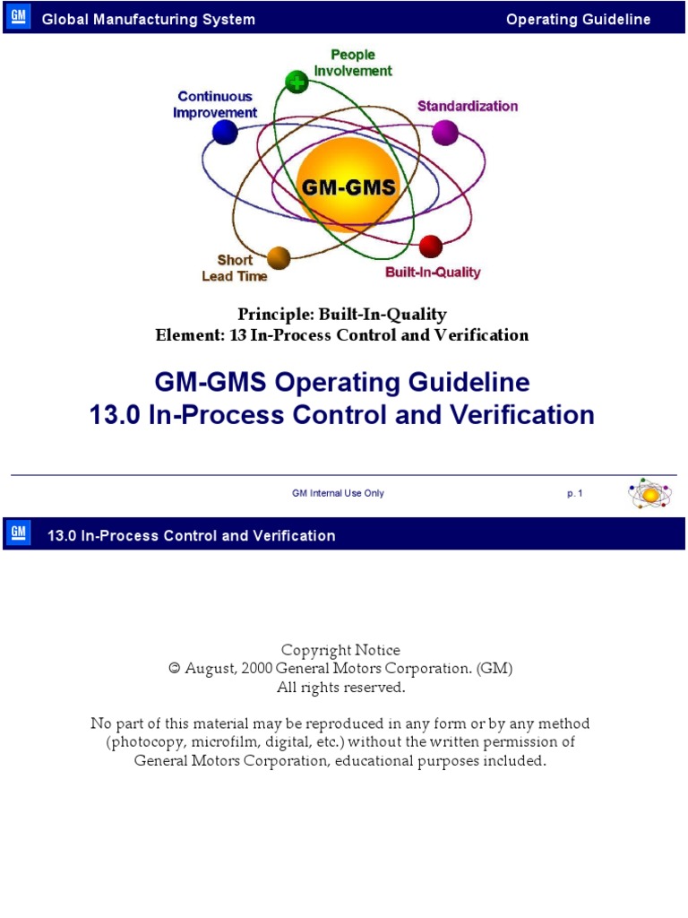GM-GMS Operating Guideline 13.0 In-Process Control and Verification ...
