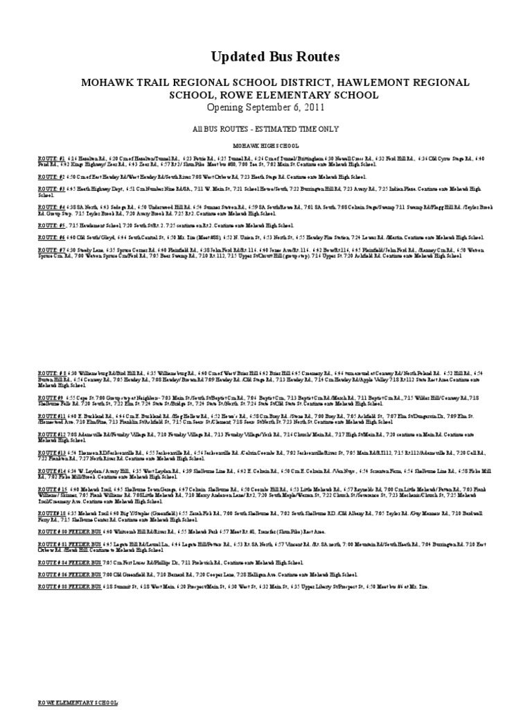 Mohawk Bus Routes - Revised | PDF | Leisure | Nature