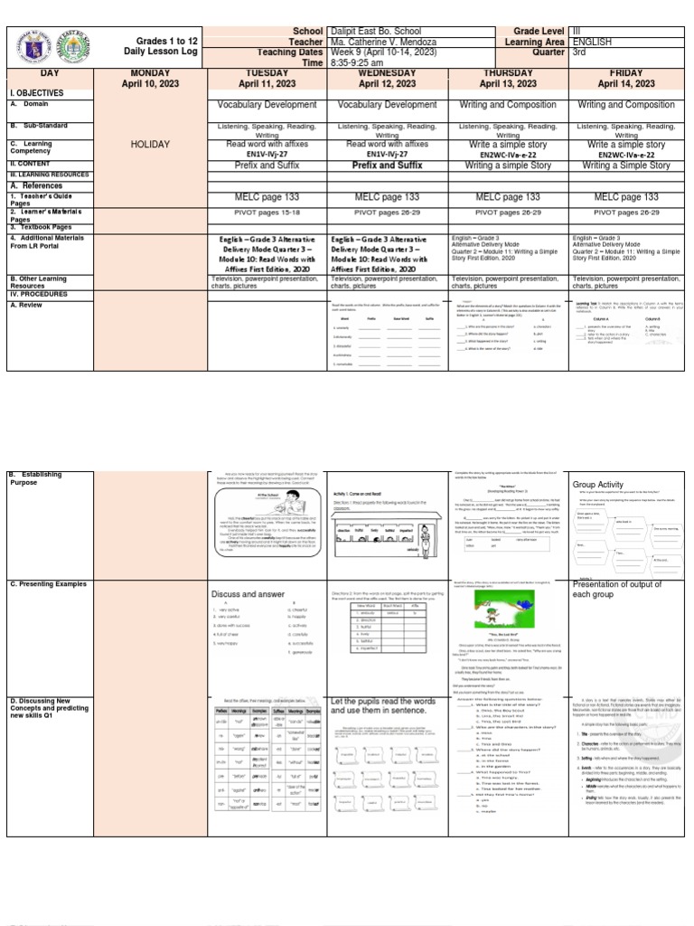 DLL English q3 Week 9 | PDF | Cognitive Psychology | Communication