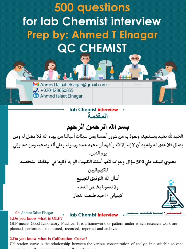 500 Lab Chemist Interview Questions | PDF | Absorbance | Chemical Bond