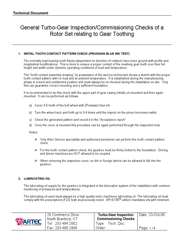 Turbo-Gear Inspection Procedures | PDF | Gear | Bearing (Mechanical)