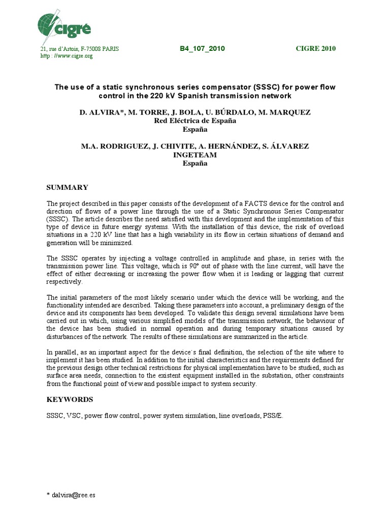 The Use Of A Static Synchronous Series Compensator Sssc For Power