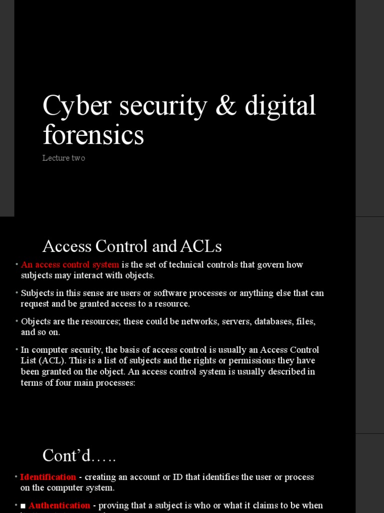 Cyber Security & Digital Forensics-Lec2 | PDF | Computer Access Control | Authentication